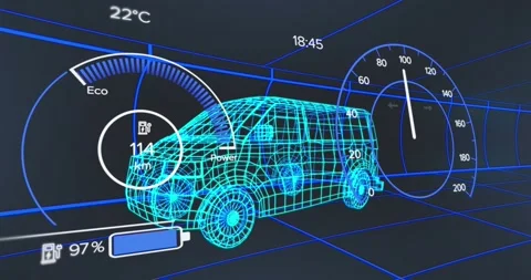 Animation of 3d model of car with digita... | Stock Video | Pond5