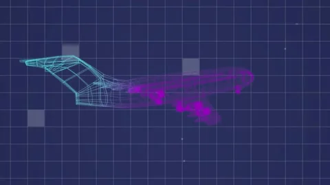 Animation of 3d plane drawing and grid b... | Stock Video | Pond5