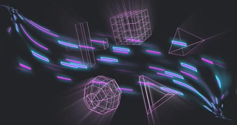 Animation of 3d shapes moving over light... | Stock Video | Pond5