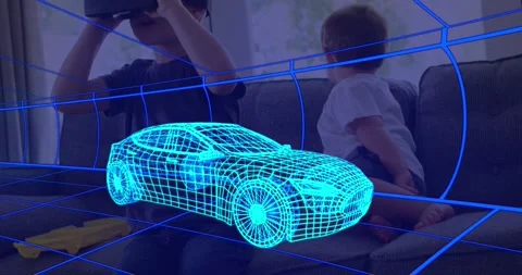 Animation of 3d technical drawing of car... | Stock Video | Pond5