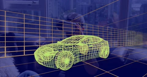 Animation of 3d technical drawing of car... | Stock Video | Pond5
