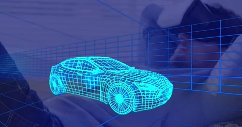 Animation of 3d technical drawing of car... | Stock Video | Pond5