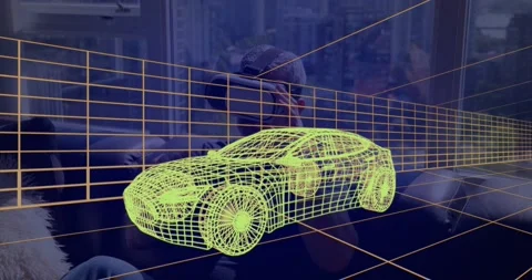 Animation of 3d technical drawing of car... | Stock Video | Pond5