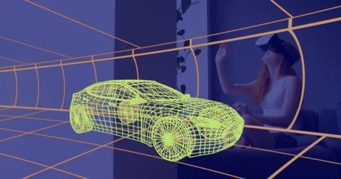 Animation of 3d technical drawing of car... | Stock Video | Pond5