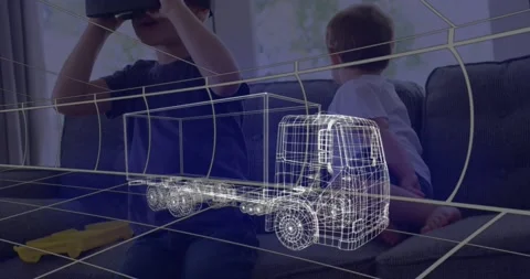 Animation of 3d technical drawing of tru... | Stock Video | Pond5