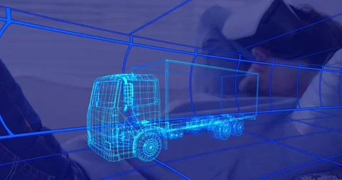 Animation of 3d technical drawing of tru... | Stock Video | Pond5