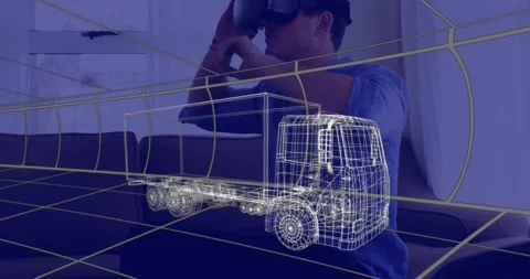 Animation of 3d technical drawing of tru... | Stock Video | Pond5