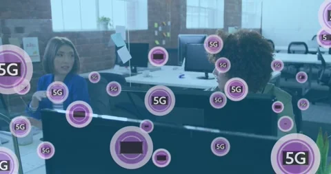 Animation of 4g and 5g text data process... | Stock Video | Pond5