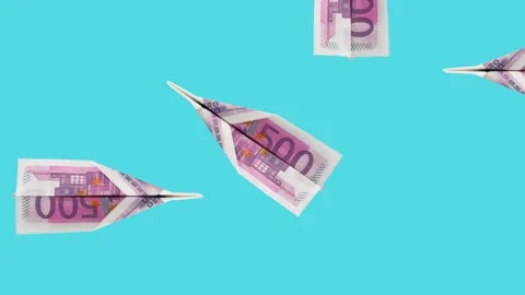 Animation of 500 euro banknote airplanes... | Stock Video | Pond5