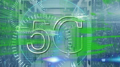 Animation of 5g symbol with futuristic i... | Stock Video | Pond5