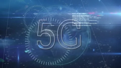 Animation of 5g text in circles over glo... | Stock Video | Pond5
