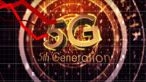 Animation of 5G text with downward red a... | Stock Video | Pond5
