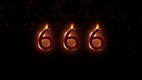 Animation of 666 with flames on black ba... | Stock Video | Pond5