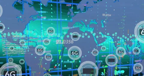Animation of 6g and 5g text and data pro... | Stock Video | Pond5
