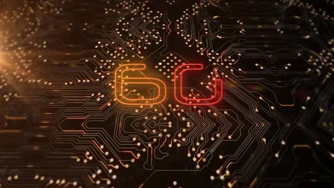 Animation of 6g text and computer circui... | Stock Video | Pond5