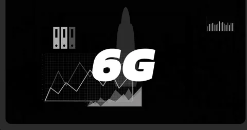 Animation of 6g text and computer data p... | Stock Video | Pond5