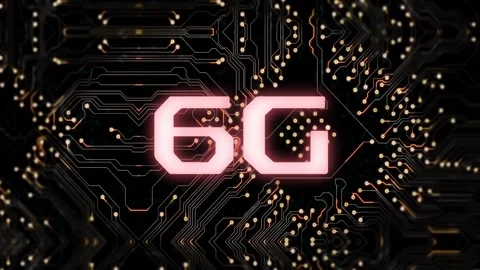 Animation of 6g text and computer data p... | Stock Video | Pond5
