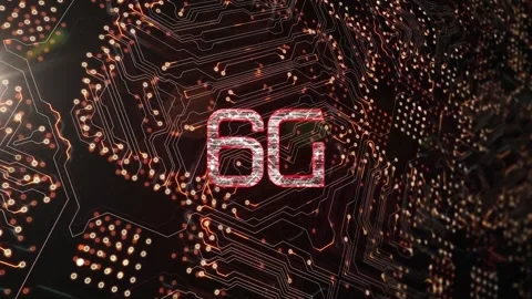 Animation of 6g text and computer data p... | Stock Video | Pond5