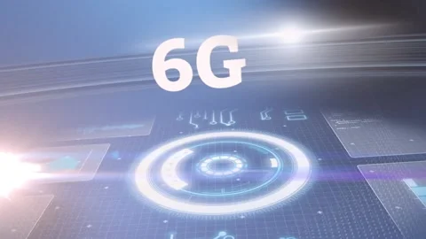 Animation of 6g text and scope scanning ... | Stock Video | Pond5
