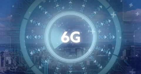 Animation of 6g text, data processing an... | Stock Video | Pond5