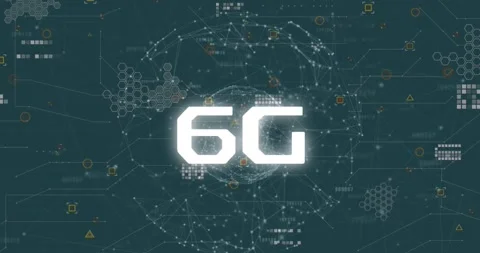 Animation of 6g text over connected dots... | Stock Video | Pond5