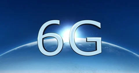 Animation of 6g text over globe on blue ... | Stock Video | Pond5
