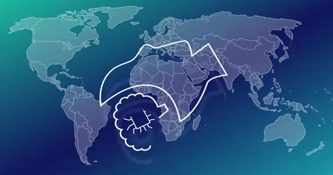 Animation of ai data processing with ico... | Stock Video | Pond5