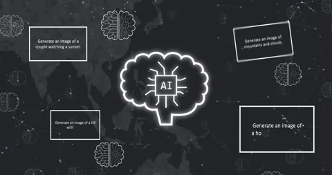 Animation of ai data processing with ico... | Stock Video | Pond5