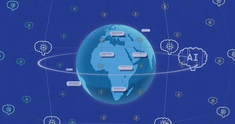 Animation of ai data processing with ico... | Stock Video | Pond5