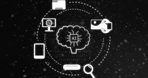 Animation of ai data processing over gri... | Stock Video | Pond5
