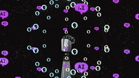 Animation of ai data processing over gri... | Stock Video | Pond5