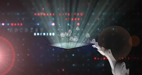 Animation of ai data processing over rob... | Stock Video | Pond5