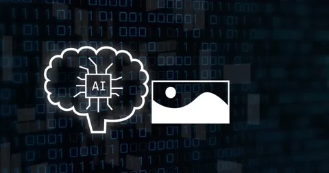 Animation of ai text, icons and binary c... | Stock Video | Pond5