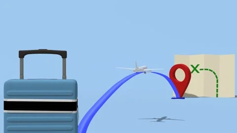 Animation Airline and map and luggage wi... | Stock Video | Pond5