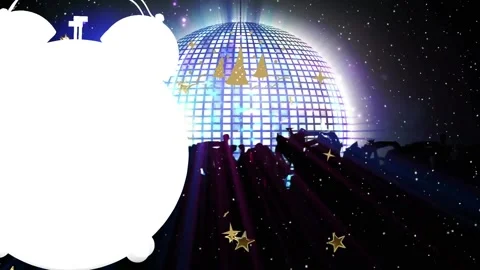 Animation of alarm clock over disco ball... | Stock Video | Pond5