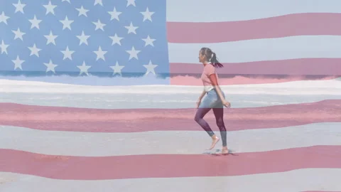 Animation of american flag moving over w... | Stock Video | Pond5