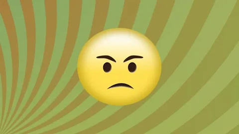 Animation of angry emoji icon over spinn... | Stock Video | Pond5
