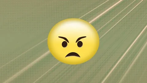 Animation of angry face emoji over light... | Stock Video | Pond5
