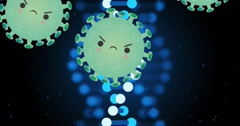 Animation of angry virus cells over dna ... | Stock Video | Pond5