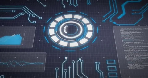 Animation of arc reactor, graphs, comput... | Stock Video | Pond5