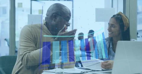 Animation of arrow on bar graph over div... | Stock Video | Pond5