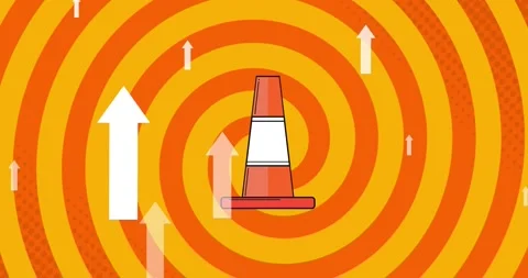 Animation of arrows and road cone over s... | Stock Video | Pond5