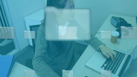 Animation of Asian woman using a compute... | Stock Video | Pond5