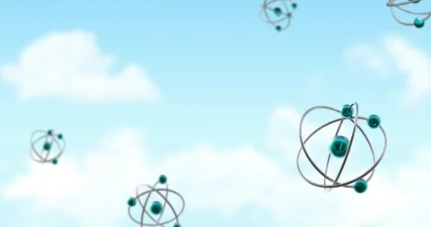 Animation of atom models spinning on clo... | Stock Video | Pond5