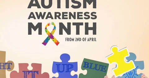 Animation of autism awareness month text... | Stock Video | Pond5