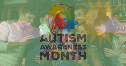 Animation of autism awareness month text... | Stock Video | Pond5