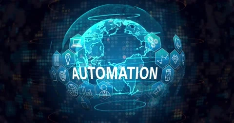 Animation of automation text with icons ... | Stock Video | Pond5