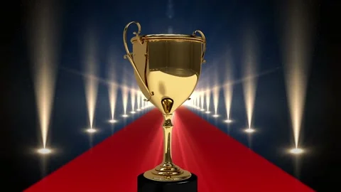 Animation of award trophy at floodlit, r... | Stock Video | Pond5