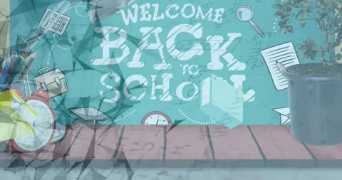 Animation of back to school text and boo... | Stock Video | Pond5
