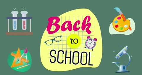 Animation of back to school text and sch... | Stock Video | Pond5